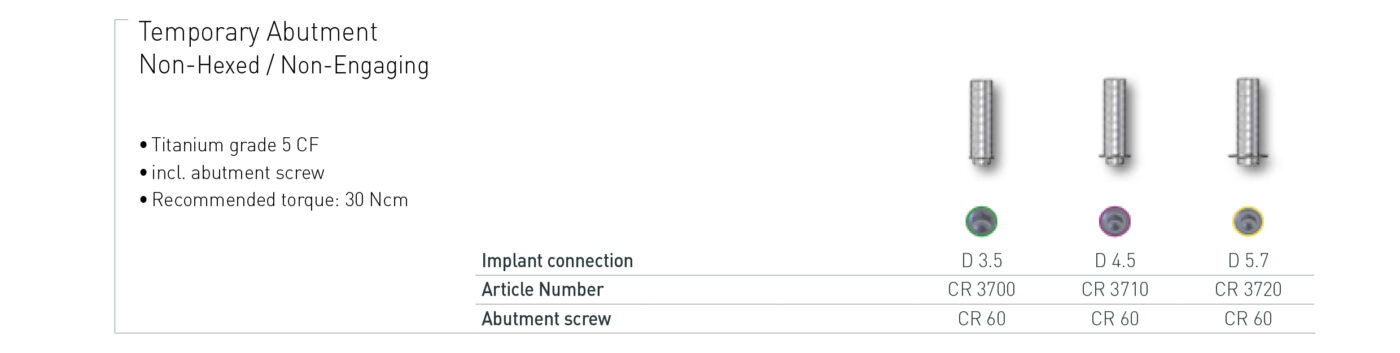 Temporary Abutment - Zimmer TS/MIS SEVEN/BioHorizons CR - Abutment Direct