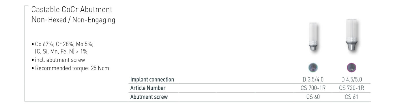Castable CoCr Abutment - ASTRA TECH OsseoSpeed TX. CS - Abutment Direct