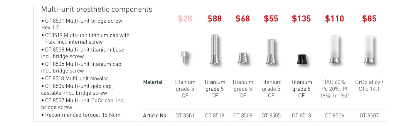 Multi-unit prosthetic components – Hiossen OT – Abutment Direct