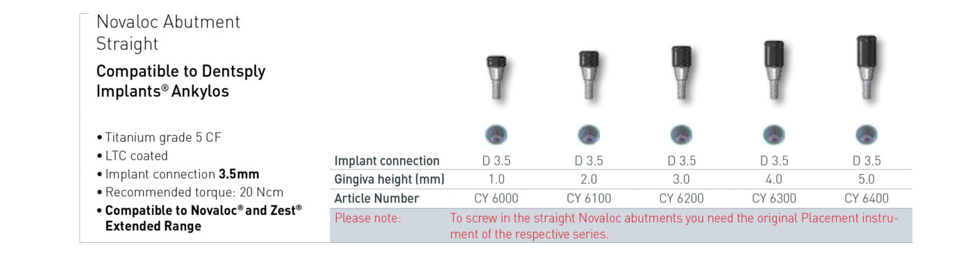 Novaloc Abutment Straight - Ankylos CY - Abutment Direct
