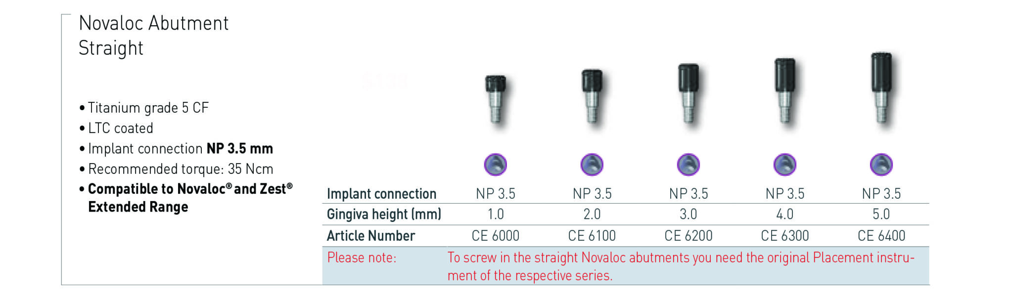 Novaloc Abutment Straight - NobelReplace Tapered CE - Abutment Direct