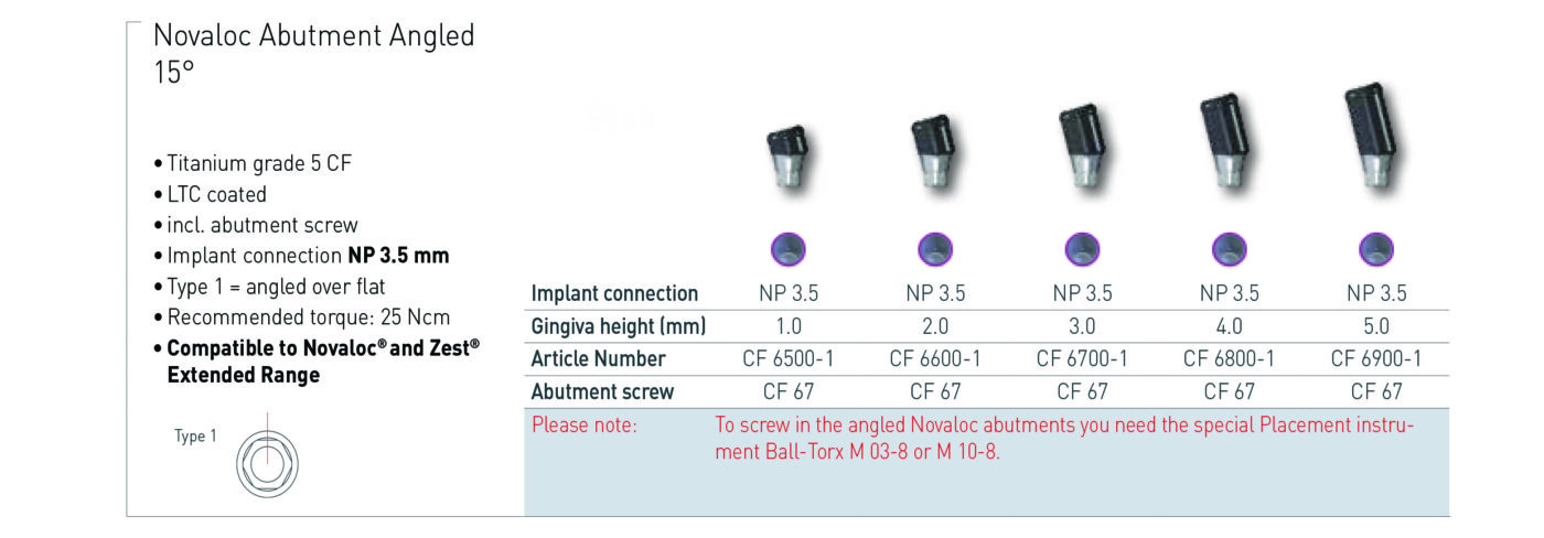 Novaloc Abutment Angled 15 - NobelReplace Conical CF - Abutment Direct