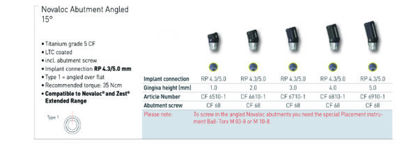Novaloc Abutment Angled 15 - NobelReplace Conical CF - Abutment Direct