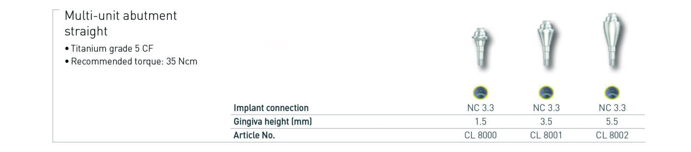Multi-unit abutment straight - Straumann Bone Level CL - Abutment Direct