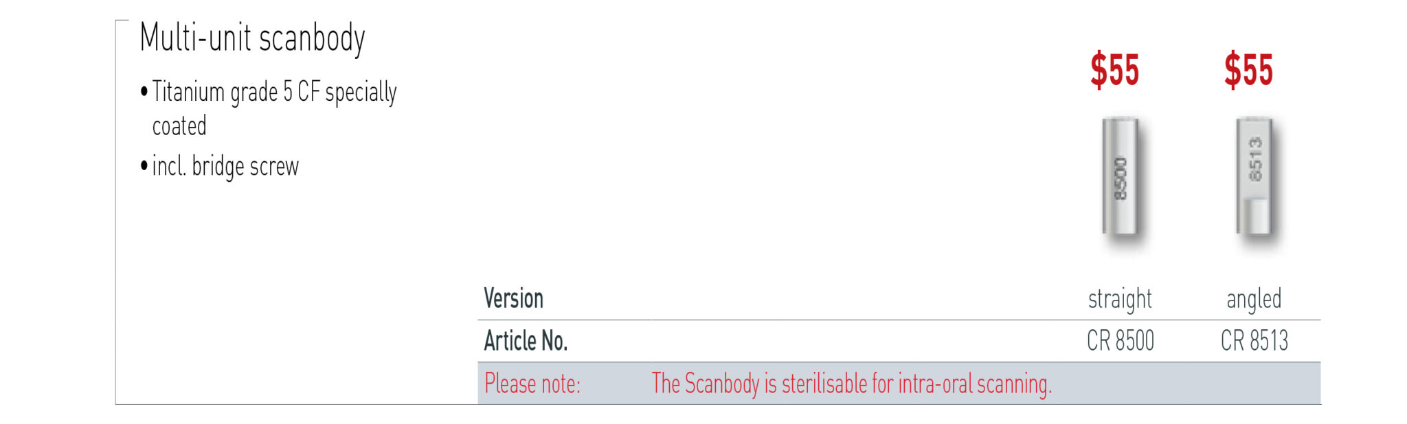 Multi-unit scanbody - Zimmer TS/MIS SEVEN/BioHorizons CR - Abutment Direct