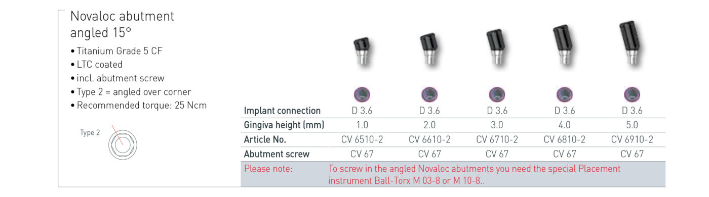 Novaloc abutment angled 15 - ASTRA TECH OsseoSpeed EV. CV - Abutment Direct