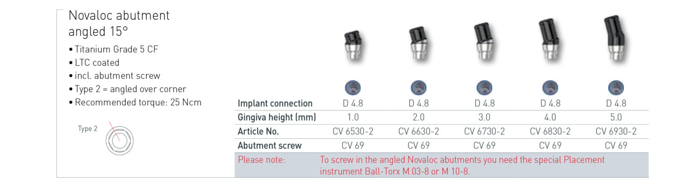Novaloc abutment angled 15 - ASTRA TECH OsseoSpeed EV. CV - Abutment Direct