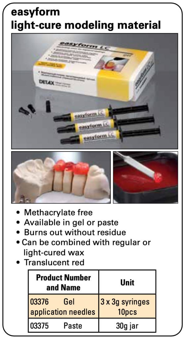 easyform light-cure modeling material – Detax – Abutment Direct